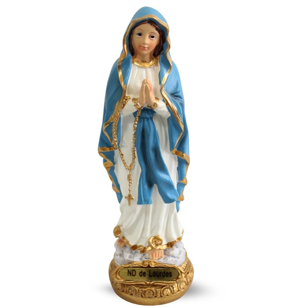 Maria Lourdes beeld blauw 15 cm - Het Gouden Tijdperk